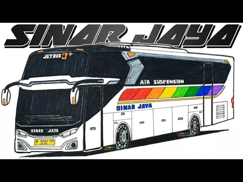 Cara Menggambar bus Sinar jaya, sketsa bus sinar jaya, cara mudah ...