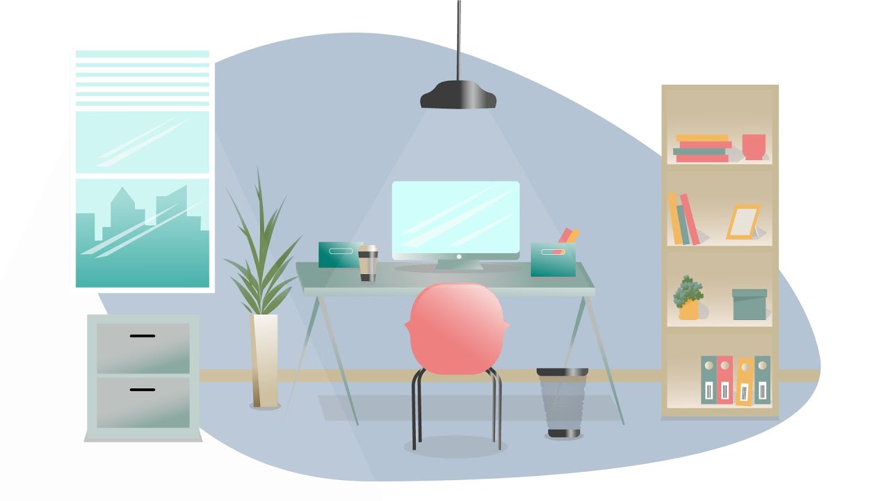 Scene office vector 2D animation - YouTube