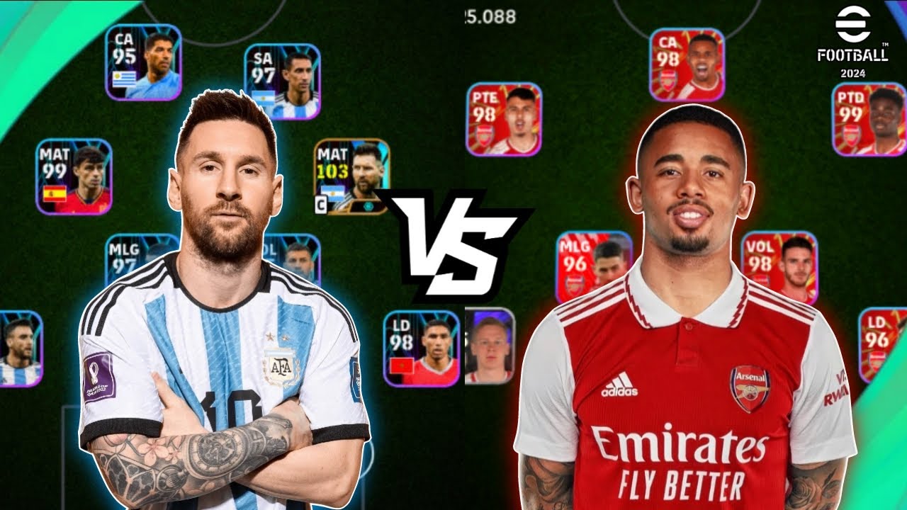 PACK DO MESSI VS PACK DO ARSENAL QUAL E O MELHOR? GAMEPLAY EFOOTBALL 24 ...