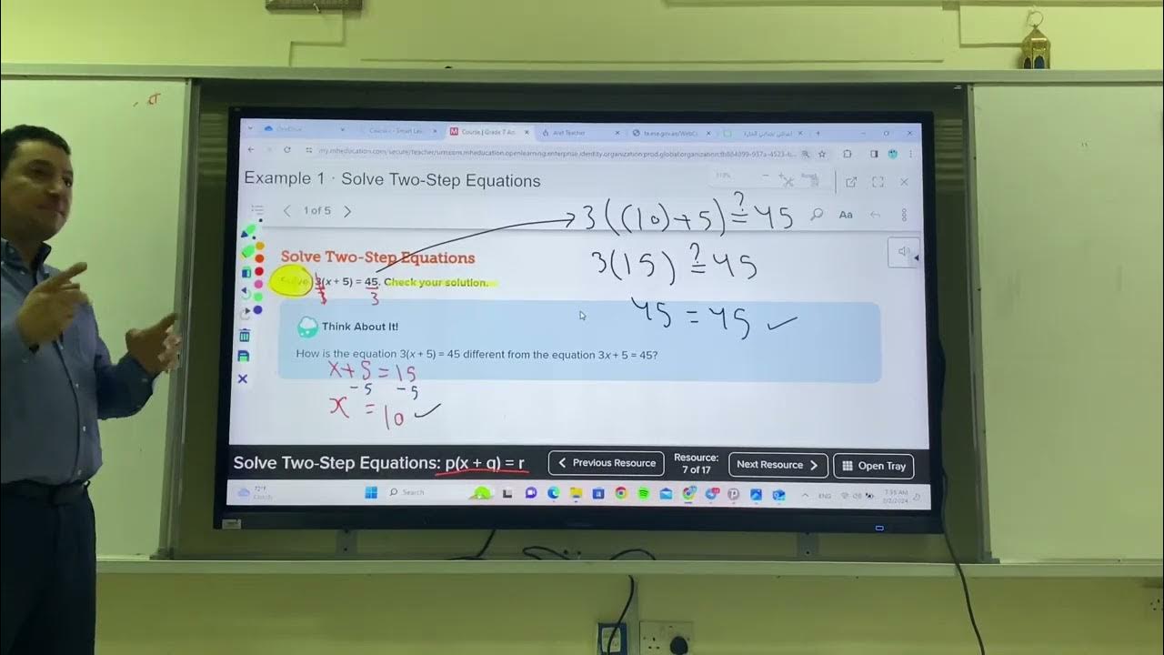 Solving 2-Step Equations: p(x+q)=r. (Grade 7) - YouTube
