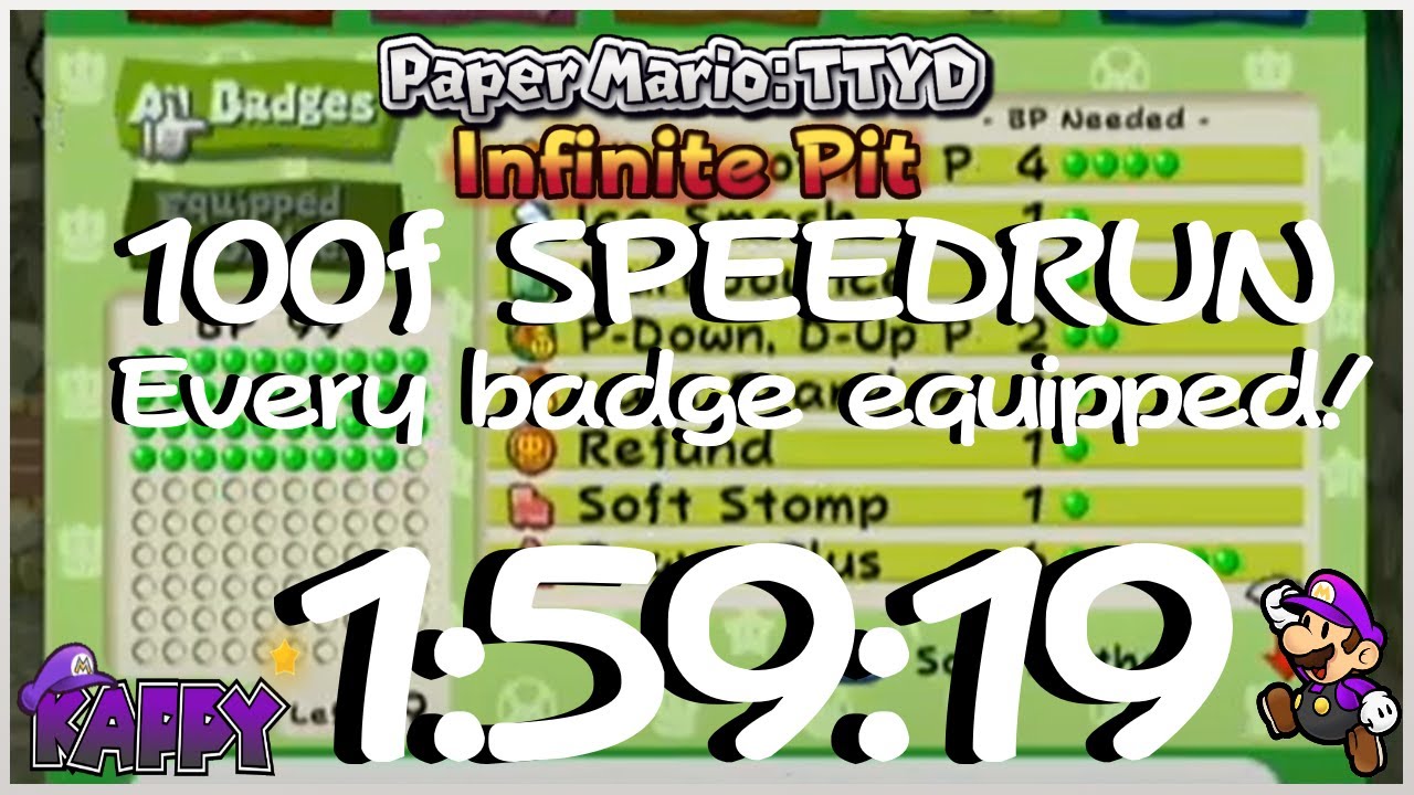 PMTTYD Infinite Pit 100f Speedrun Where I Equip Every Badge I get! (1: ...
