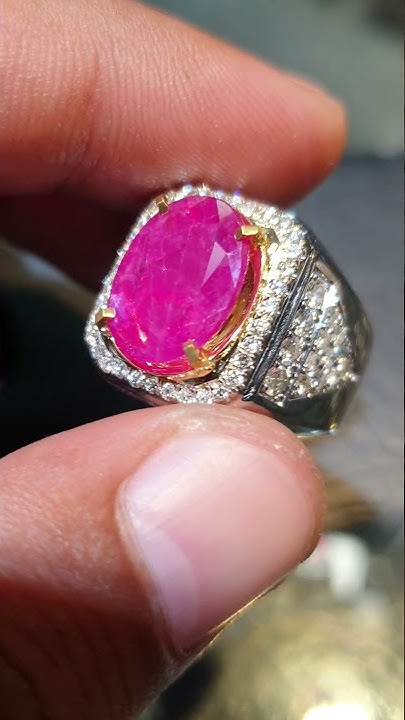 Natural Unheated Ruby Gold Diamond Ring 4.45 crt SKY LAB - YouTube