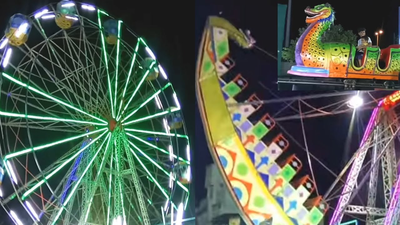 Indian Fun Fair Park, Amusement, Mela, Giant Ferris Wheel, Dragon Train ...