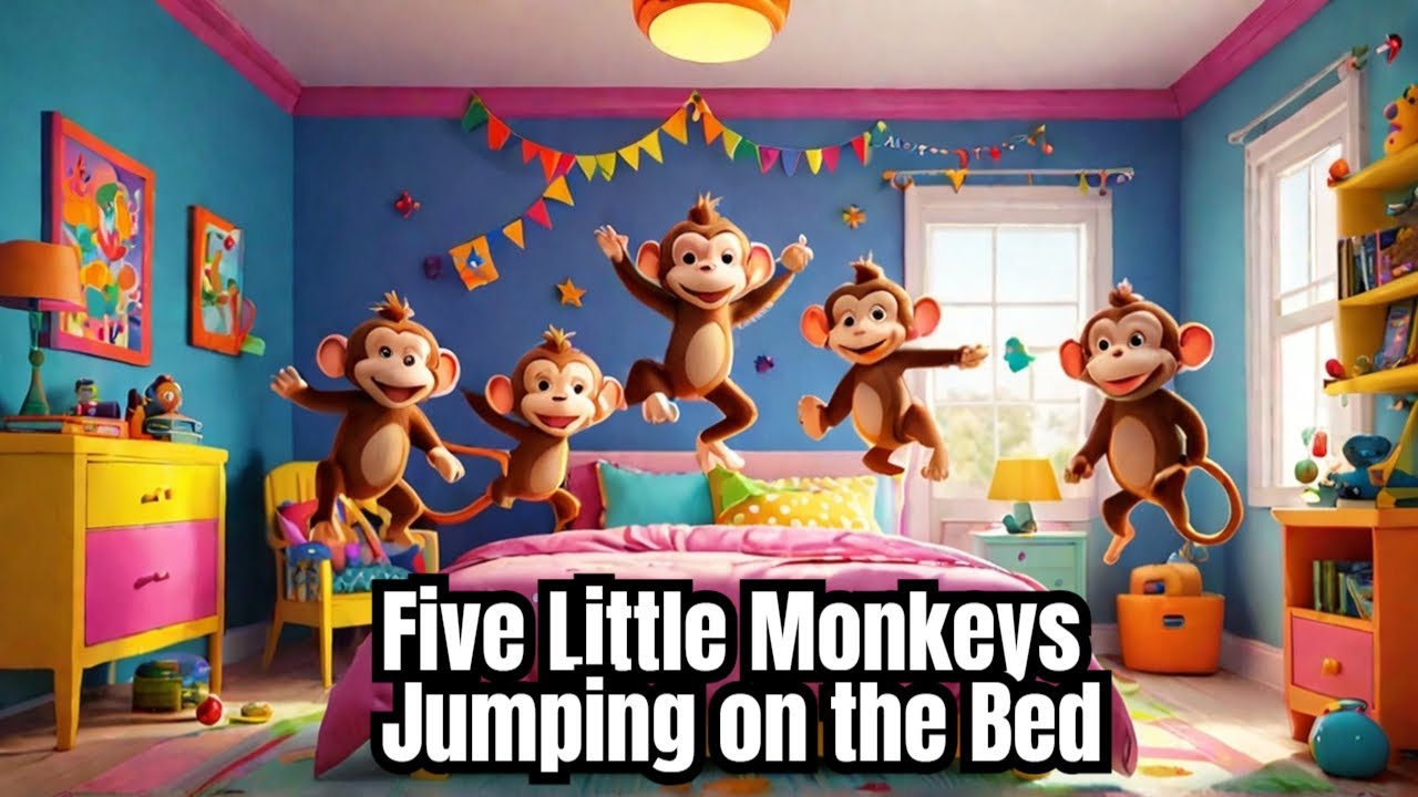 Five Little Monkeys Jumping on the Bed | Five Little Monkeys Kids Song ...