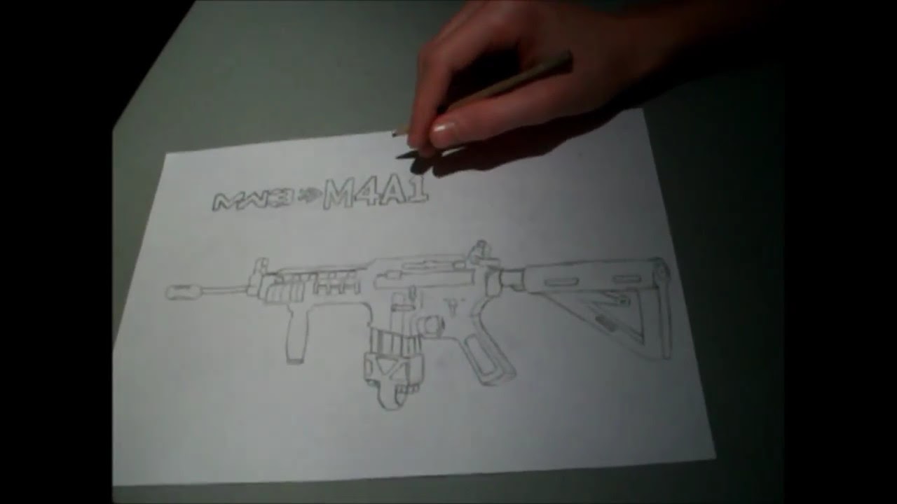 M4A1 Speed Drawing - MW3 - YouTube