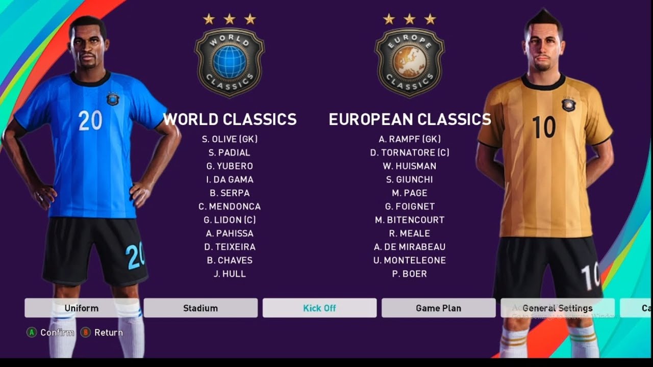 PES 2021 : World Classics VS European Classics - YouTube