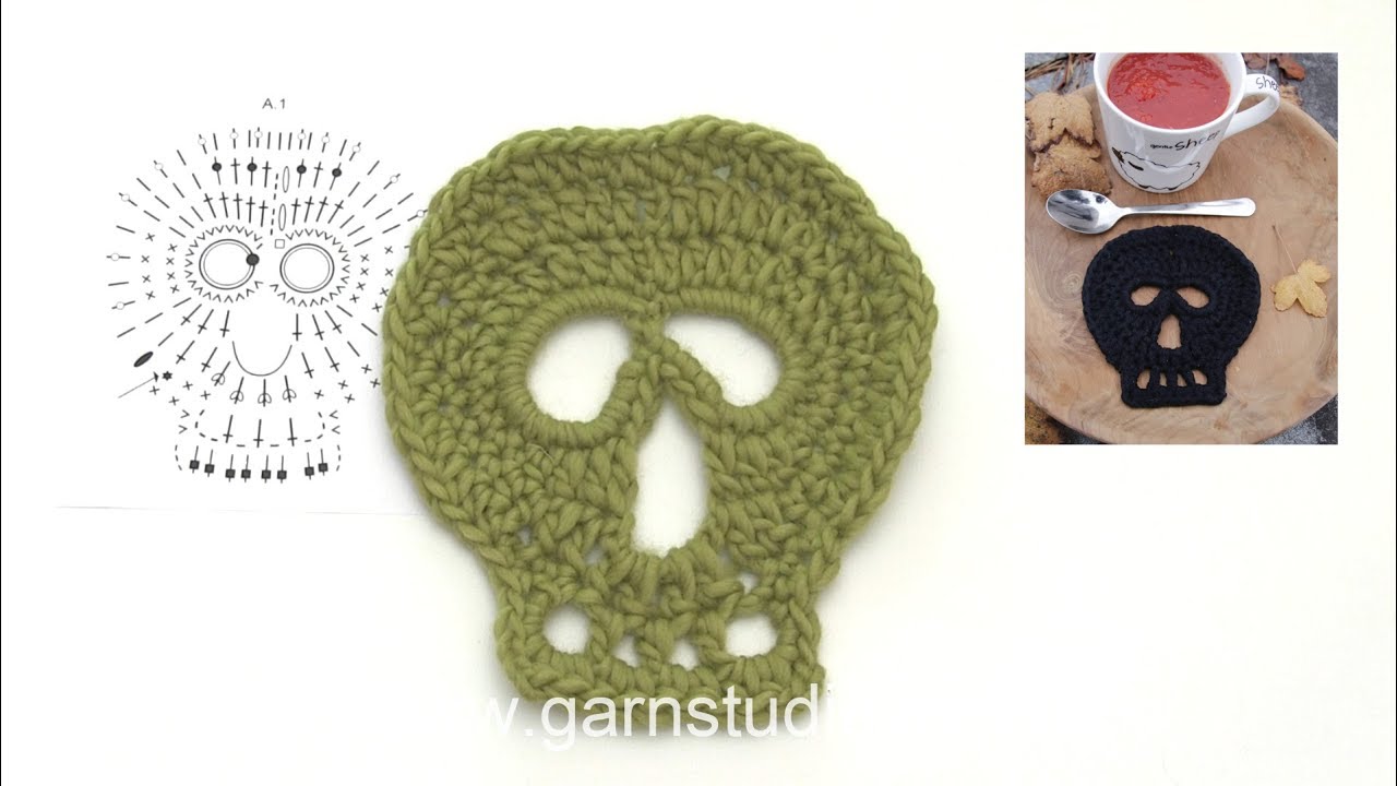 How to crochet a coaster skull for Halloween - YouTube