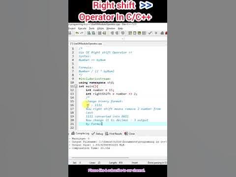 Use of Right shift operators in C/C++ | Operators in C/C++ | #shorts #new #rightshift - YouTube