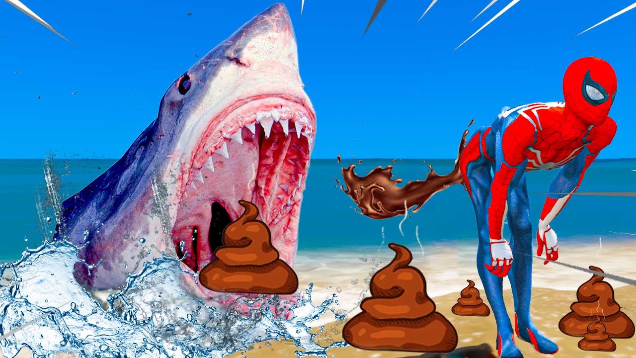 HOMEM ARANHA FEZ COCO NO TUBARÃO MEGALODON no GTA 5 - YouTube