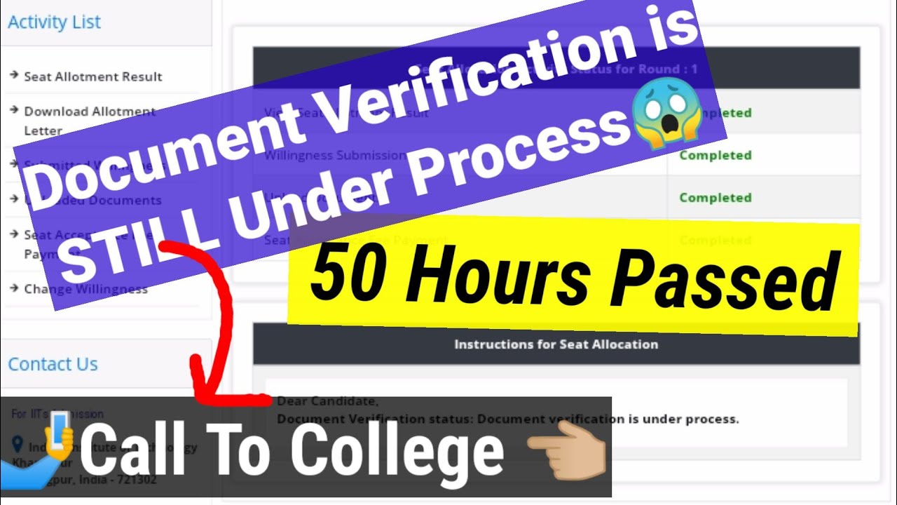 Document Verification is Still Under Process in JOSAA 2021🕵| What to do ...