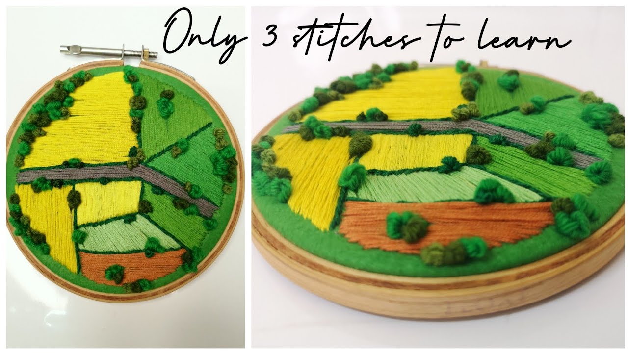 Easy Aerial Farmland Landscape Embroidery - Hand Embroidery using only ...