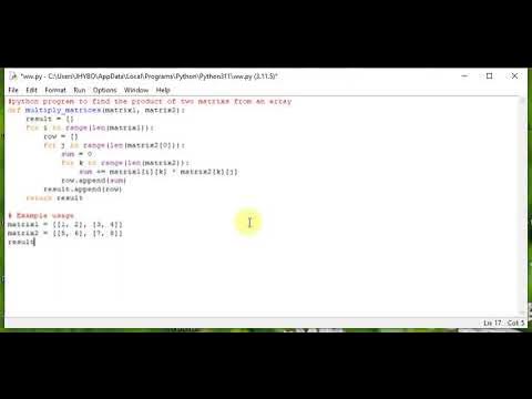 python program to find product of two matrix from an array - YouTube