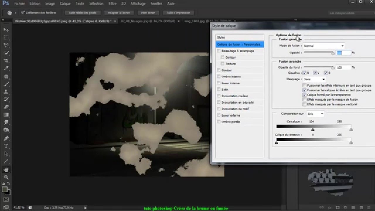 tuto photoshop Créer de la brume ou fumée - YouTube