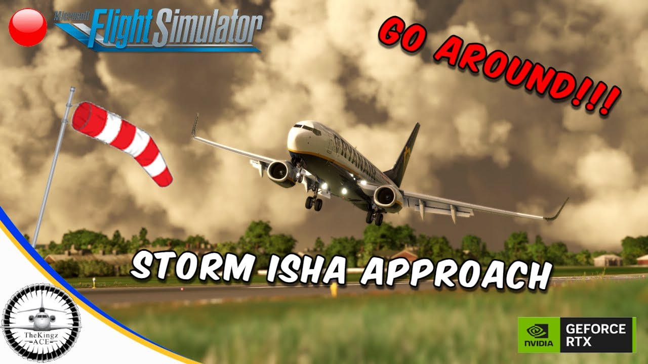 MSFS | STORM ISHA GO AROUND at Jersey| Crosswind landing | PMDG BOEING 737-800 - YouTube