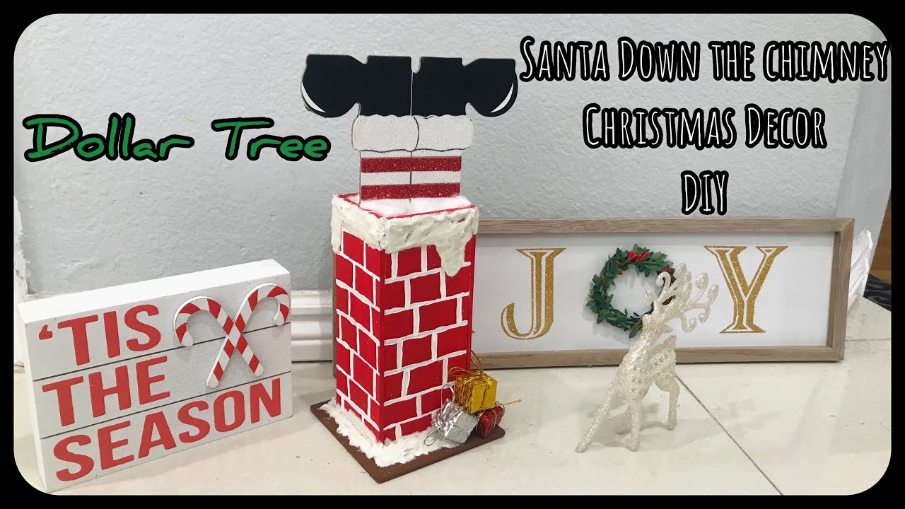 Dollar Tree Santa down the chimney Christmas decoration diy | kids ...