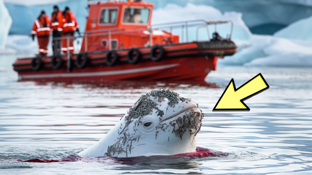 A beluga whale, injured by barnacles, was successfully rescued by a ...