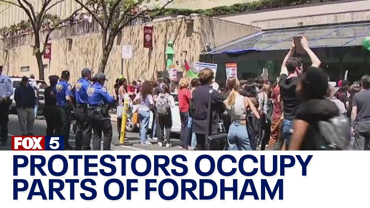 Protestors occupy parts of Fordham University - YouTube