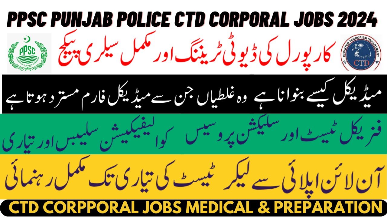 PPSC Counter Terrorism Department CTD Corporal Jobs 2024| CTD Jobs ...