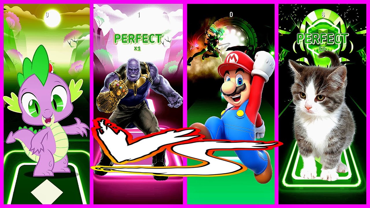 Spike VS Thanos VS Super Mario VS Cute Cat Game Tiles Hop - YouTube