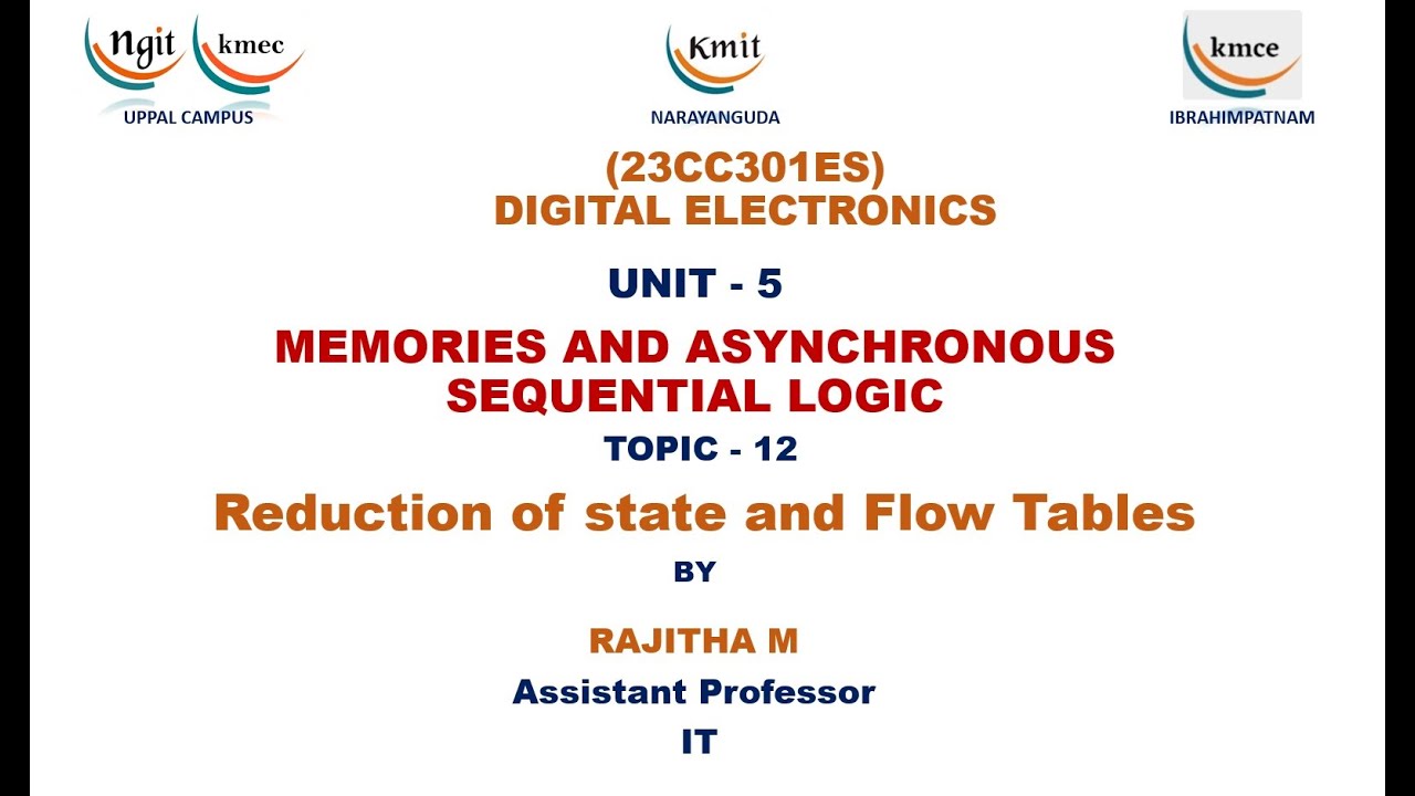 UNIT - 5_Reduction of state and Flow Tables - YouTube