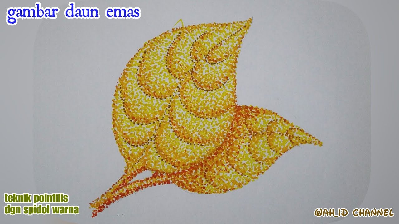 gambar DAUN dgn teknik pointilis || gambar pointilis menggunakan ...