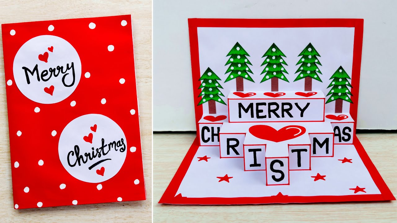 DIY Christmas 3D pop-up card // Christmas greeting card making easy ...
