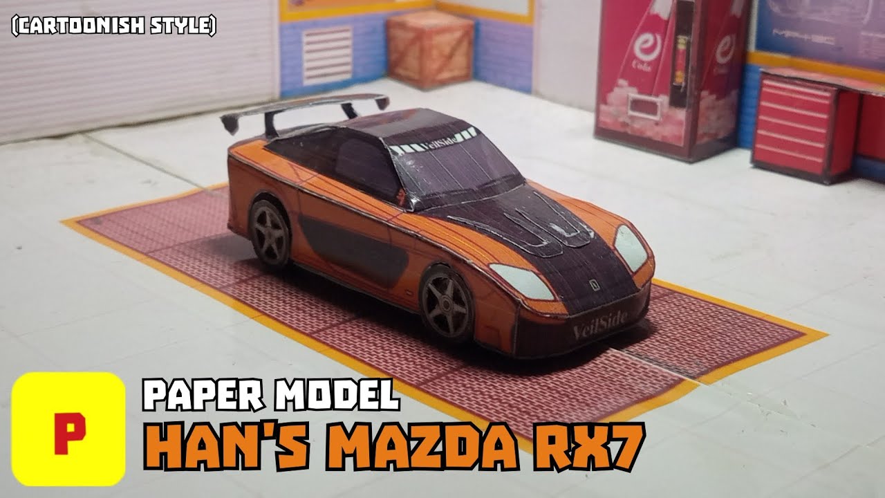 [paper craft] How to make Han's Mazda rx7 paper model (cartoonish style ...