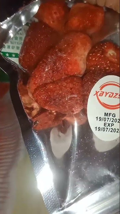 Dried strawberries chewy real strawberry - YouTube
