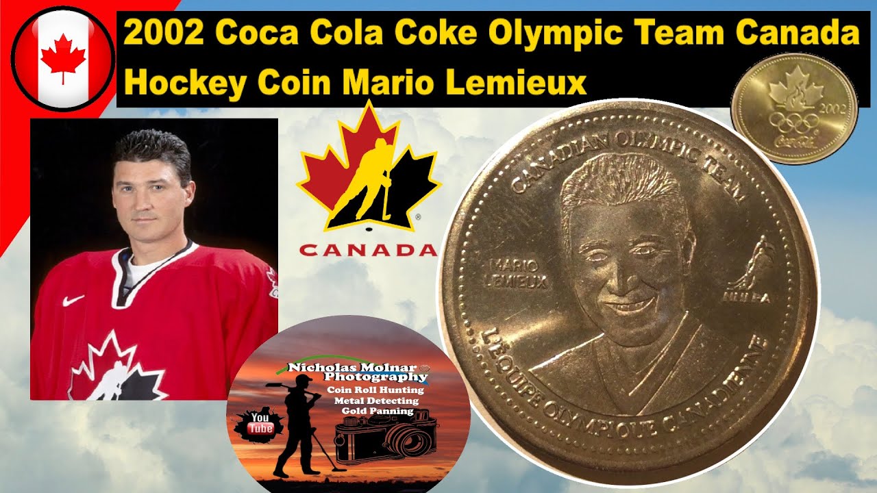 2002 Coca Cola Coke Olympic Team Canada Hockey Coin Mario Lemieux - YouTube