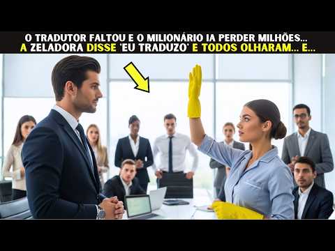 O tradutor faltou e o Milionário ia perder milhões… a zeladora disse 'eu traduzo' e todos olharam…