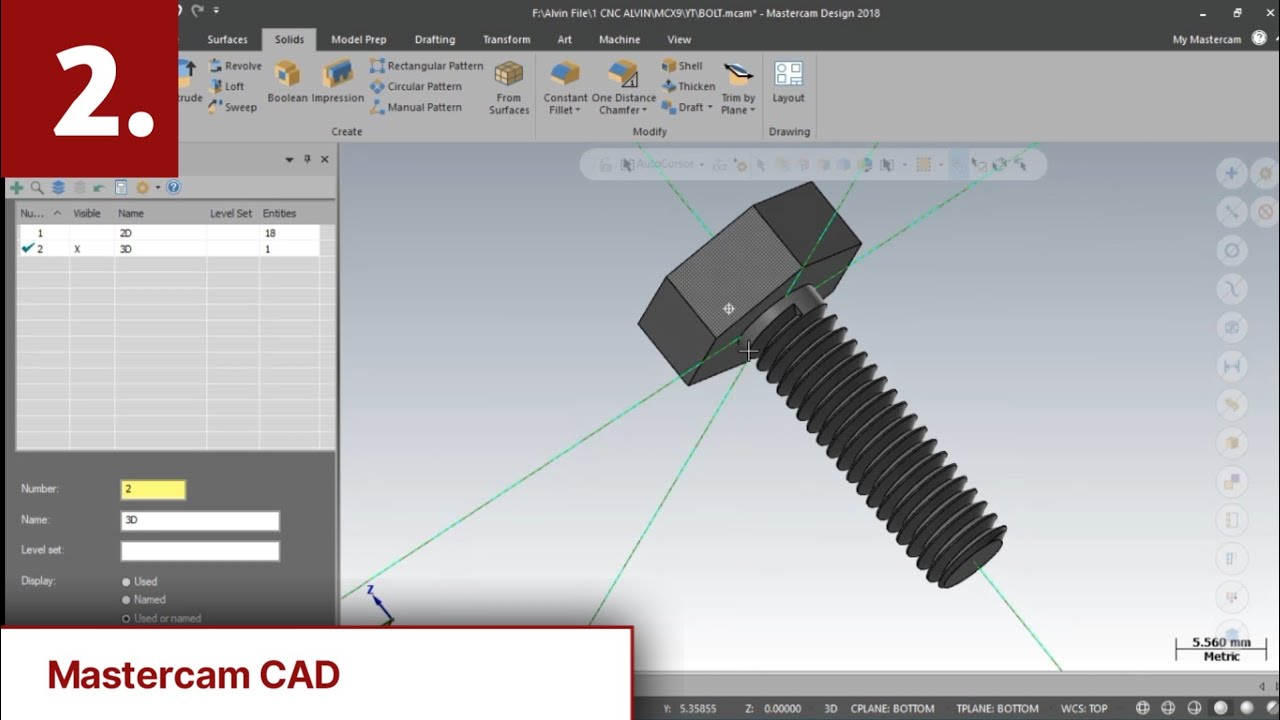 Making A Bolt - Mastercam 2018 - YouTube