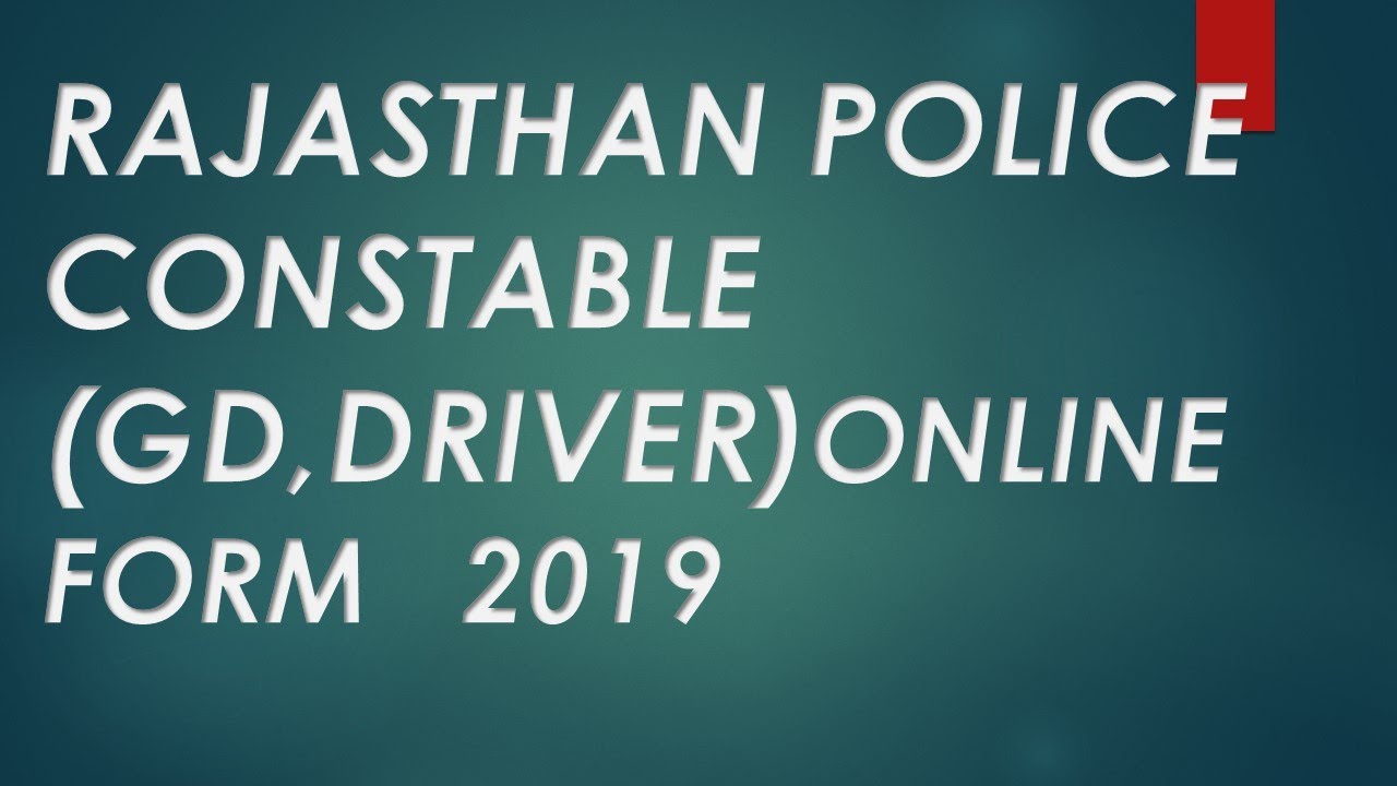 Rajasthan police GD Constable form online 2020 - YouTube