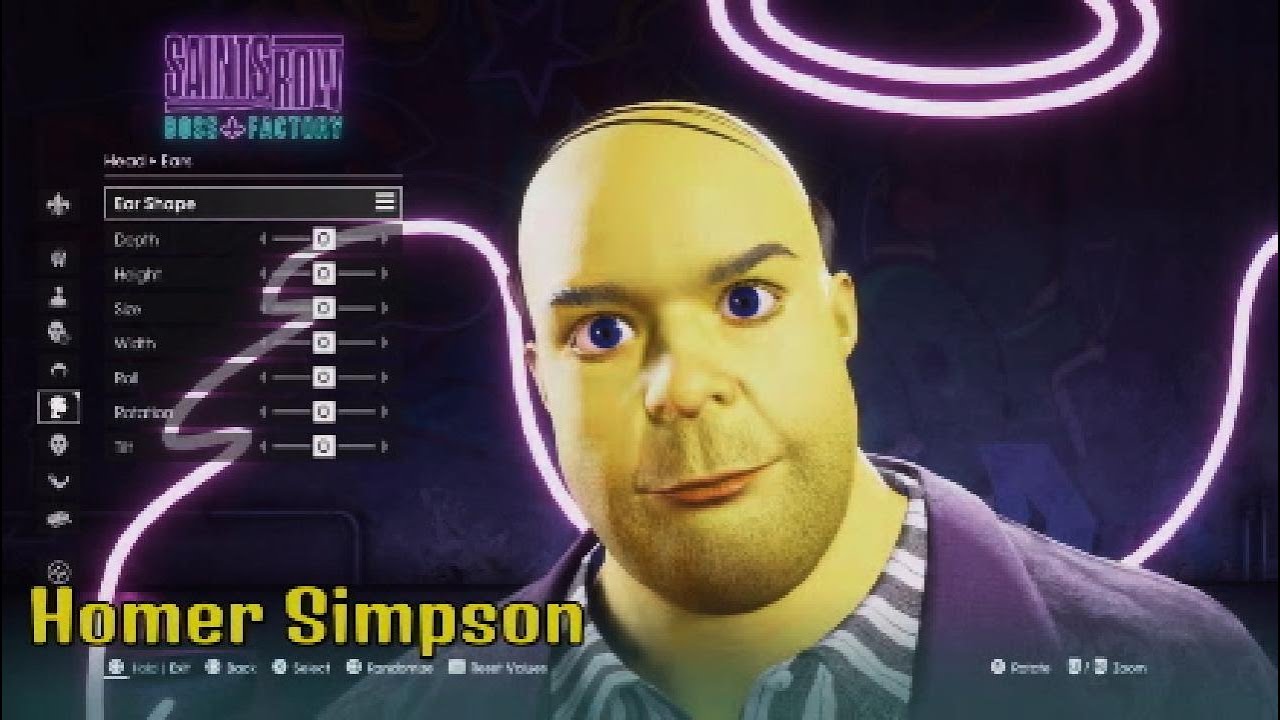 Homer Simpson character creation / Saints Row Boss Factory - YouTube
