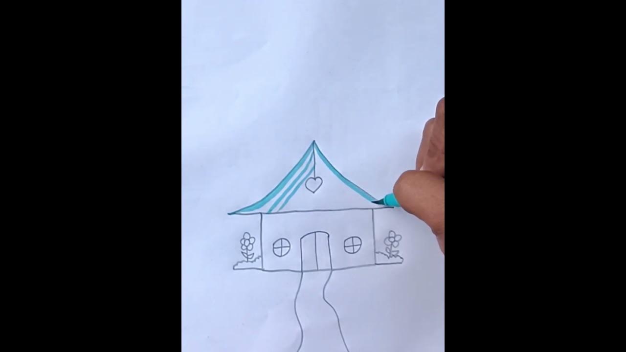how to Draw a house drawing // for beginners #rongtuli - YouTube