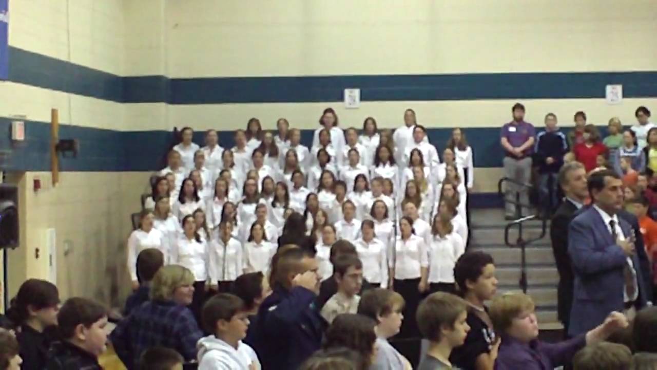 Carpenter's Middle School Choir singing, "Stars Spangle Banner" Veteran ...