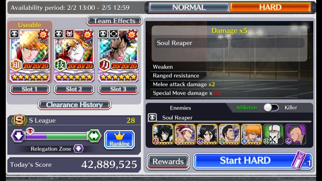 BLEACH BRAVE SOULS: HARD GUILD QUEST Soul Reaper Melee Killer - YouTube
