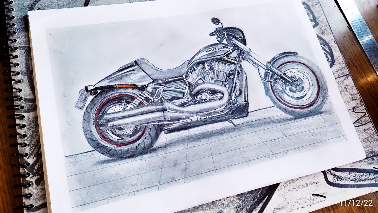 how to draw bike with pencil#shading - YouTube