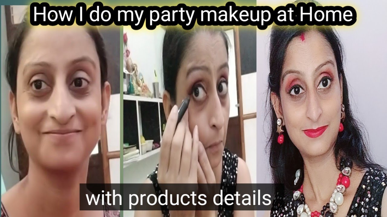 DIY party makeup for beginners।how to do make-up at home।with product ...