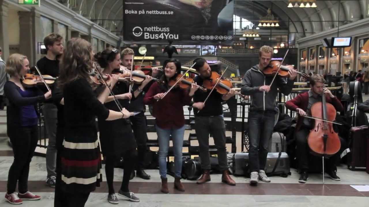 Stockholm central station flash mob. Copenhagen Strings - YouTube
