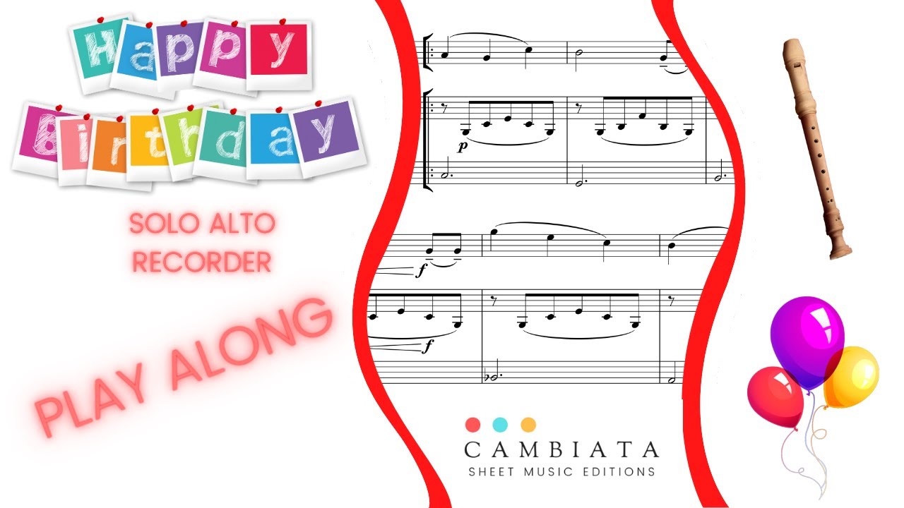 Happy Birthday - Solo Alto Recorder (Play Along) - YouTube