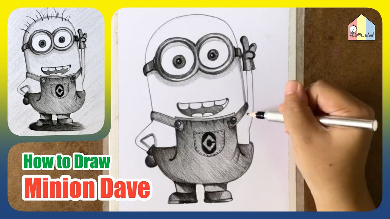How to Draw Minion Dave Easy drawing step by step สอนวาดรูปมินเนี่ยน ...