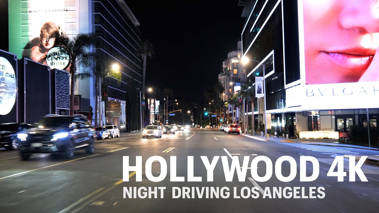 [4K] HOLLYWOOD🇺🇸 NIGHT DRIVING | Los Angeles | West Hollywood | Sunset ...