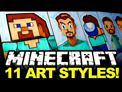 Drawing minecraft in 11 different art styles! (epic fail)