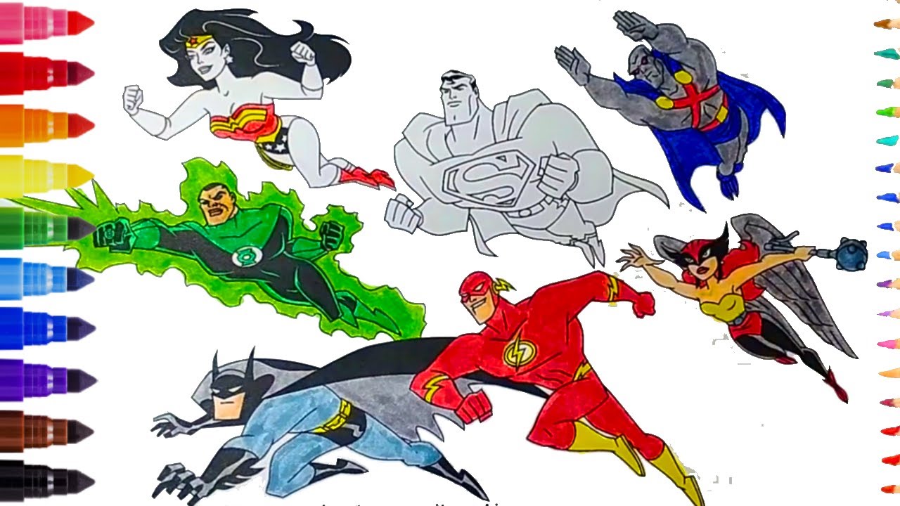 DC Superheroes Coloring | Iconic DC Team Fan Art - YouTube