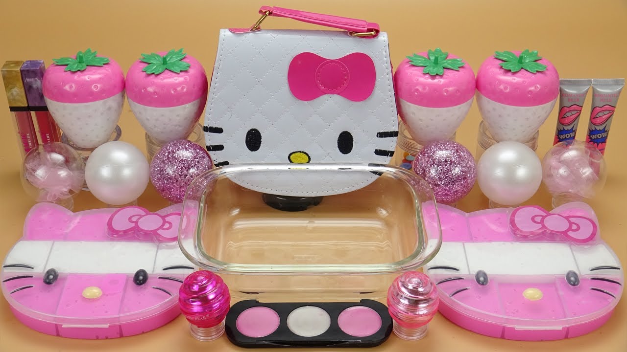 Pink Hello Kitty | Mixing Makeup, Clay, Glitter, Things Into Slime ...