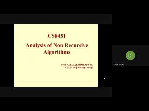 Non-Recursive Algorithms - Dr. D. Rajalakshmi, AP/CSE, RMDEC - YouTube