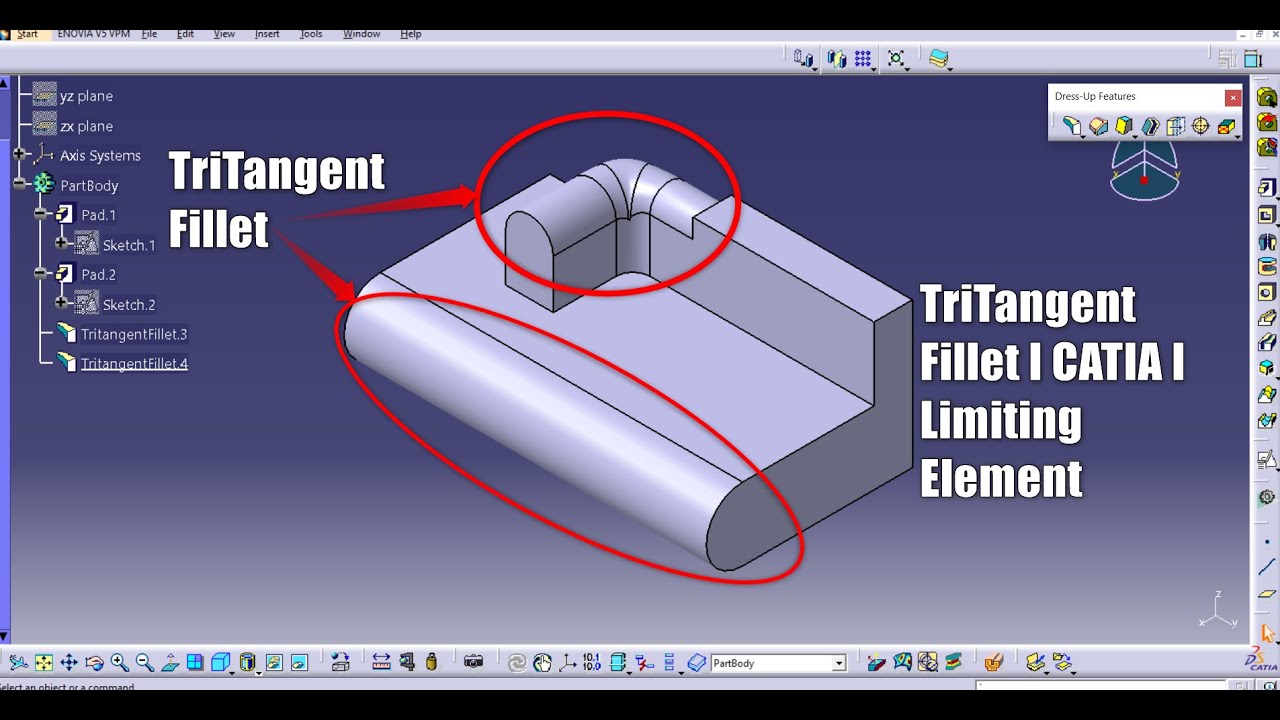 Tritangent Fillet I Limiting Element I CATIA V5 - YouTube