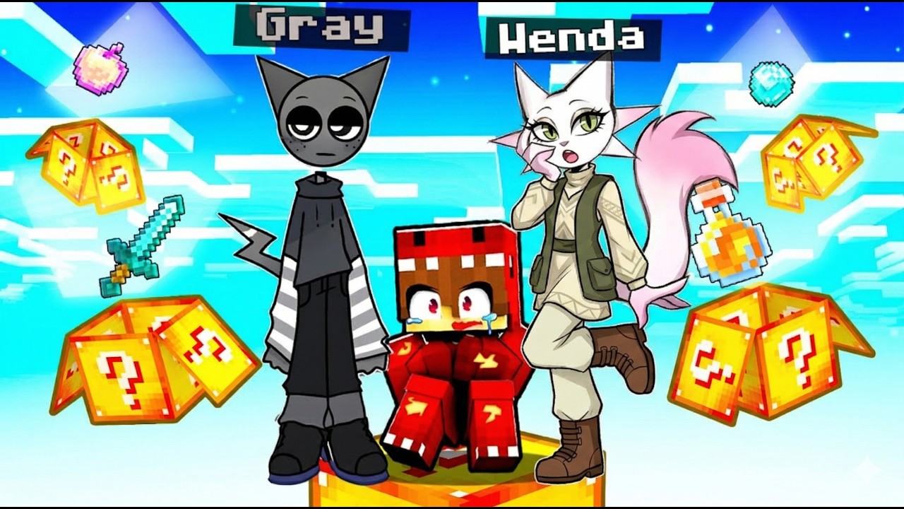 LOCKED on ONE LUCKY BLOCK with WENDA and GRAY! - YouTube