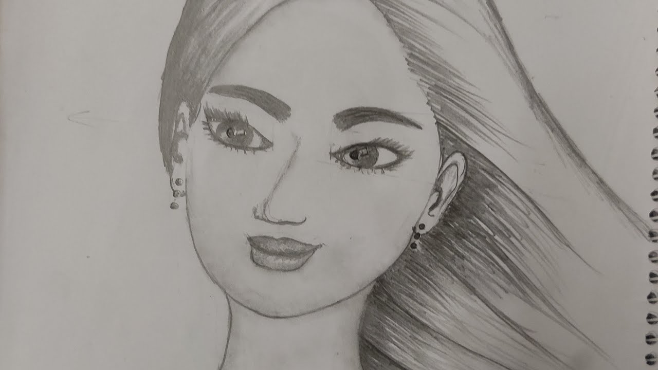 simple girl face portrait drawing - YouTube
