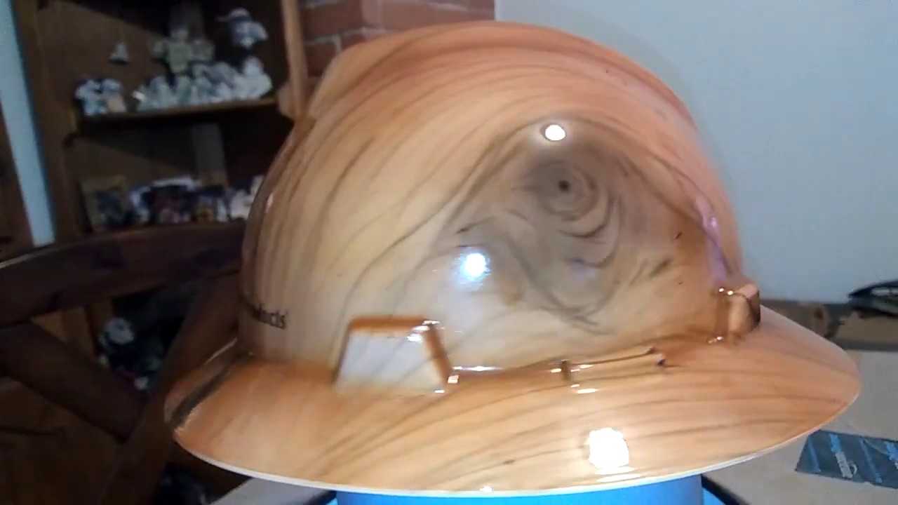 custom painted hard hats faux wood effect - YouTube